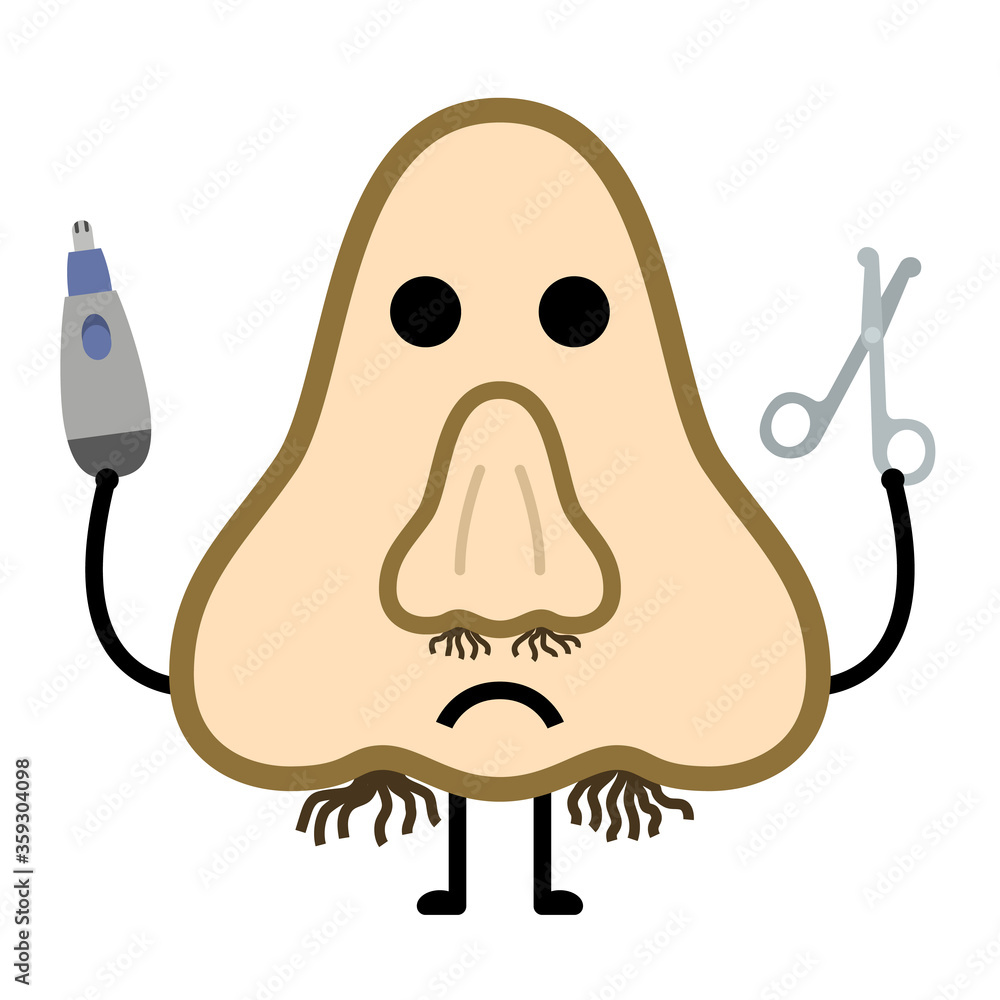 Cute cartoon character of nose with nose hairs Stock Vector | Adobe Stock