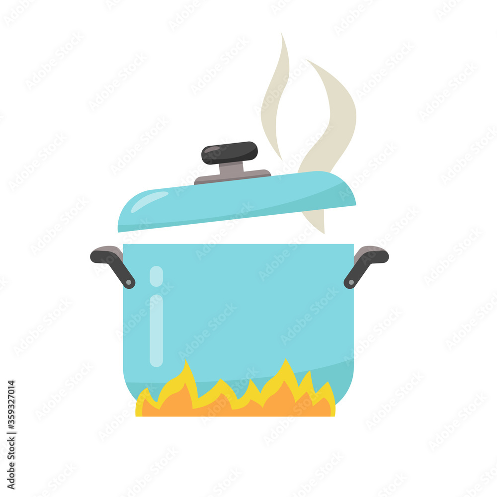 Cooking pot vector illustration with flat design isolated on white ...