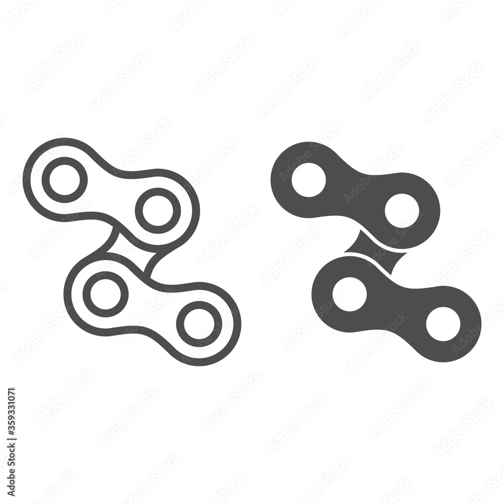 Bicycle chain line and solid icon, bicycle concept, chains sign on ...