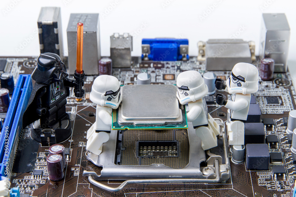 Nonthabure, Thailand - May, 05, 2016: Lego star wars repairing computer ...