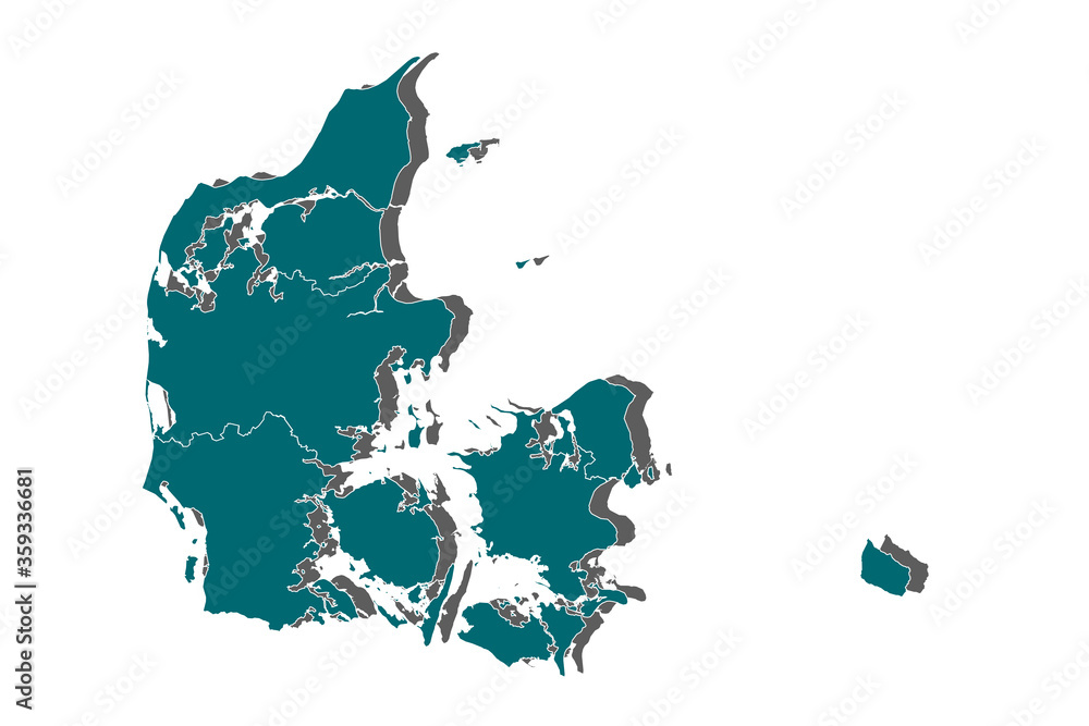 Blue map of denmark, Blue gradient Denmark map. Detailed, Mercator ...