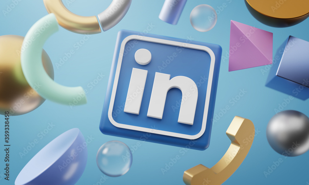 LinkedIn Logo Around 3D Rendering Abstract Shape Background Stock ...