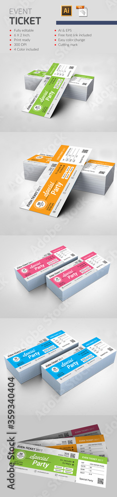 Set of concert tickets template. Concert, party, disco or festival ...