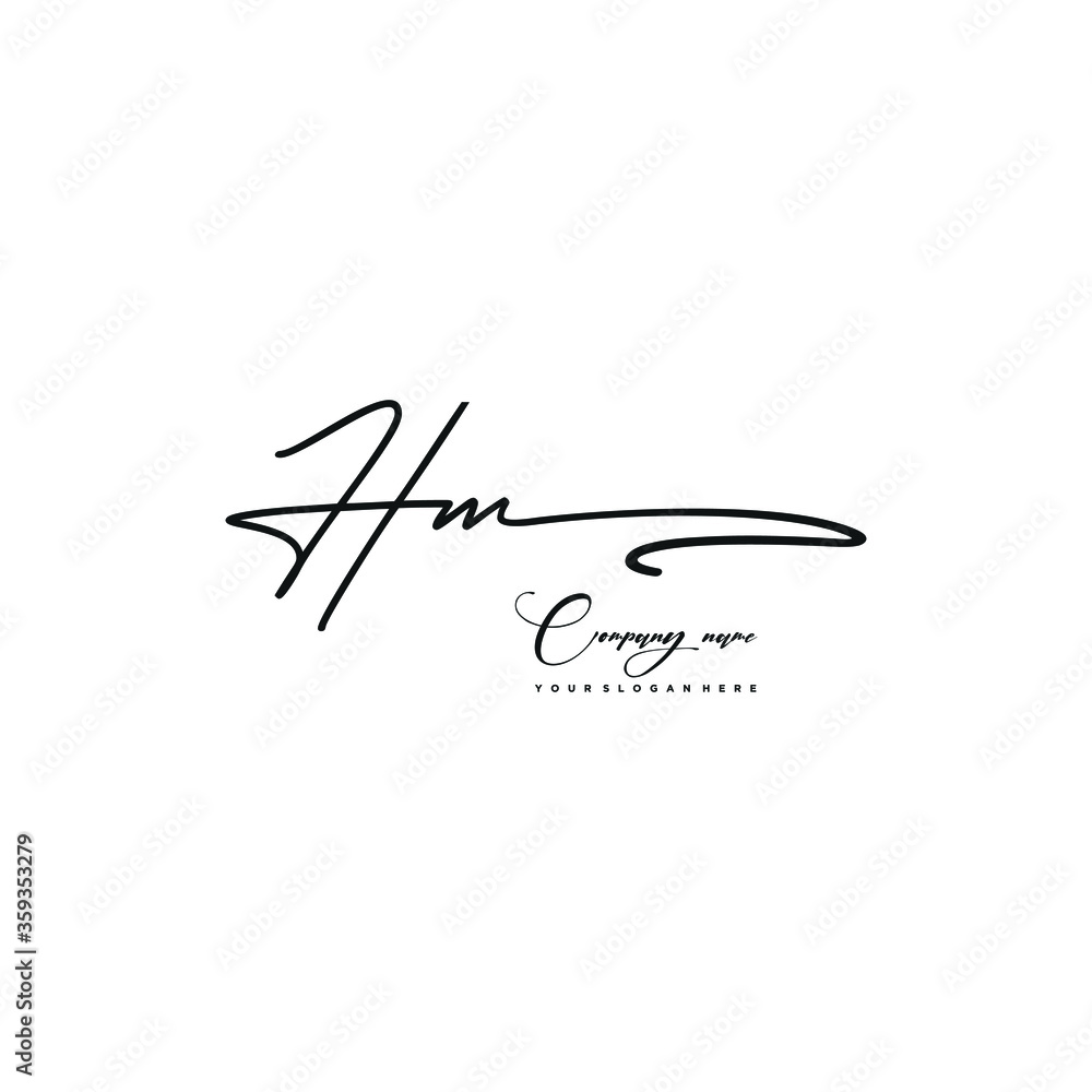 HM initials signature logo. Handwriting logo vector templates. Hand ...