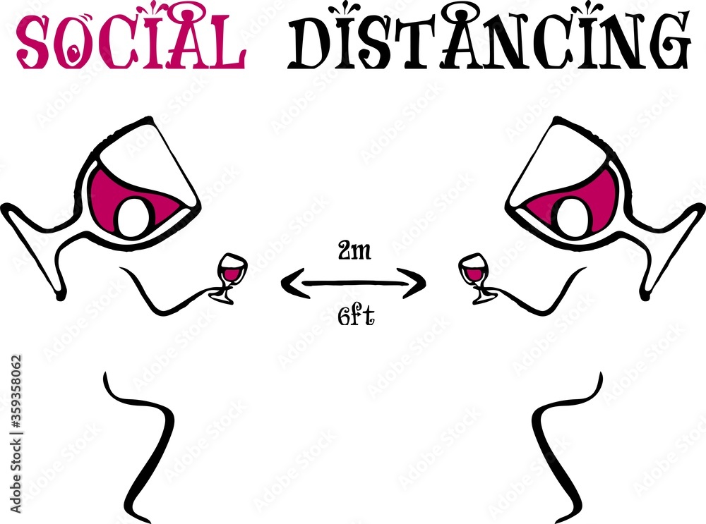 Social distance Keep a safe distance of 2 meters or 6 feet between cafe ...