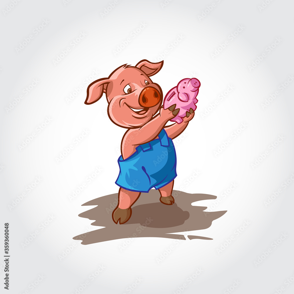 Pig Vector Cartoon Character. The vector illustration pig hold on of ...