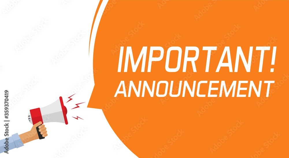 Attention important information message banner or caution alert notice ...