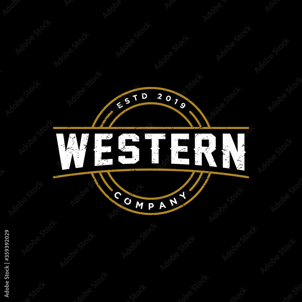 vintage retro western company emblem logo design Stock Vector | Adobe Stock