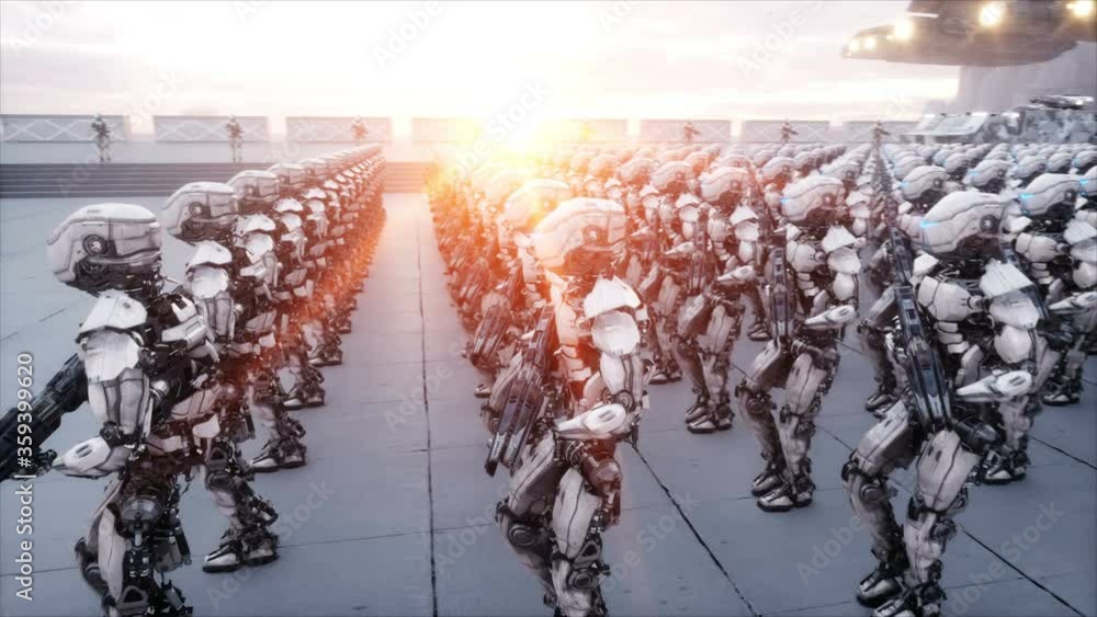 invasion of military robots. Dramatic apocalypse super realistic ...
