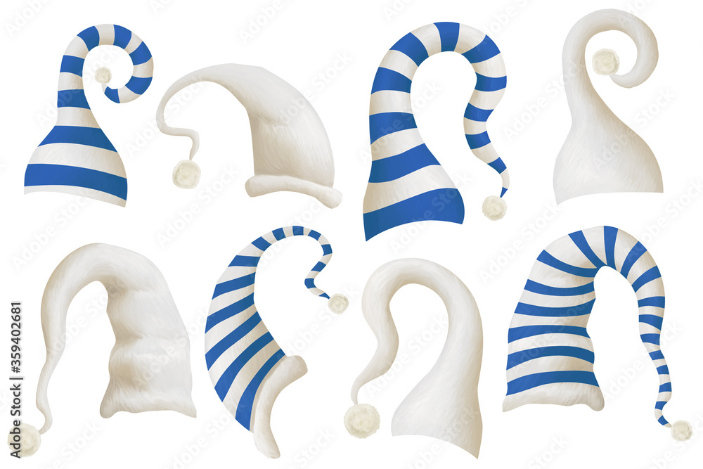 Drawn traditional night hats set. Clip art on white background Stock ...