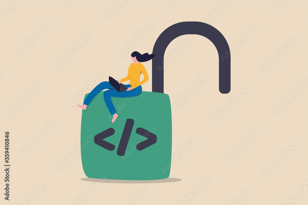 Vetor de Open source programming, digital products include permission ... Vetor de Open source programming, digital products include permission ...