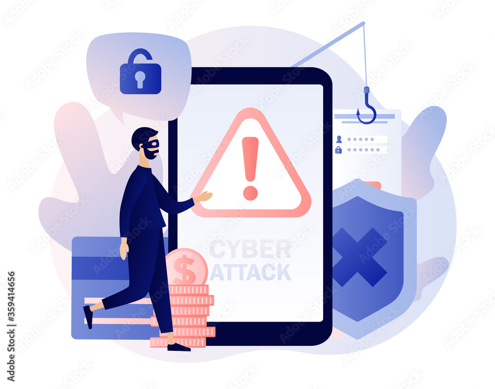 Internet hacker attack and personal data security concept. Attention ...