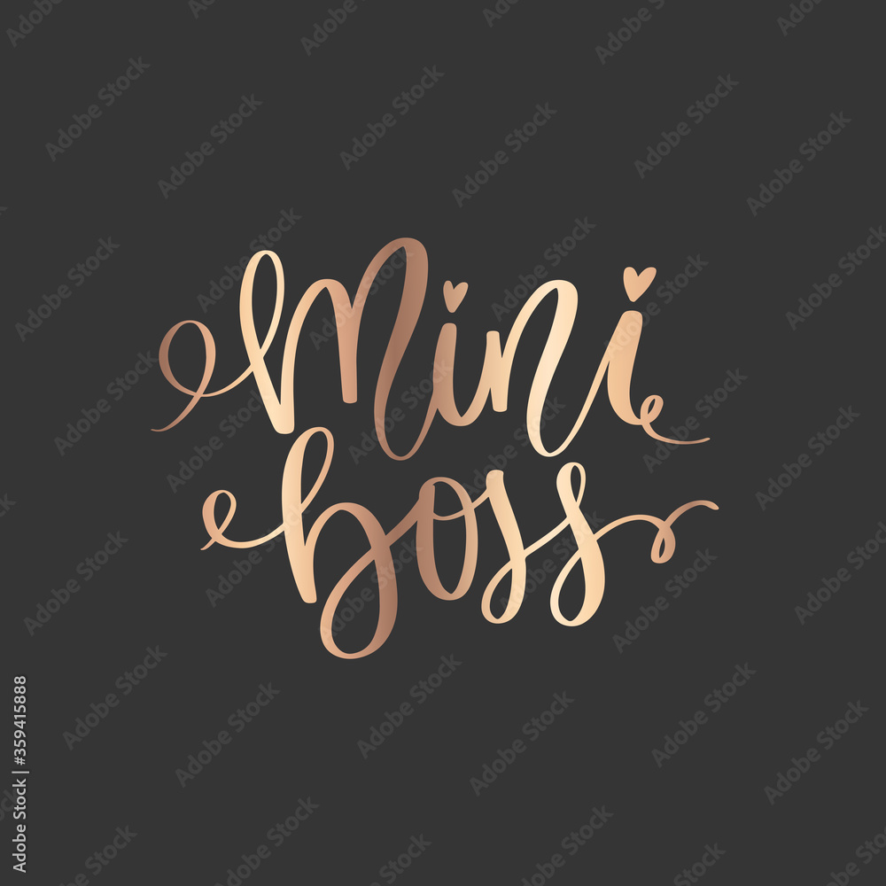 Mini Boss vector golden Hand lettering quote Sparkle design for baby ...
