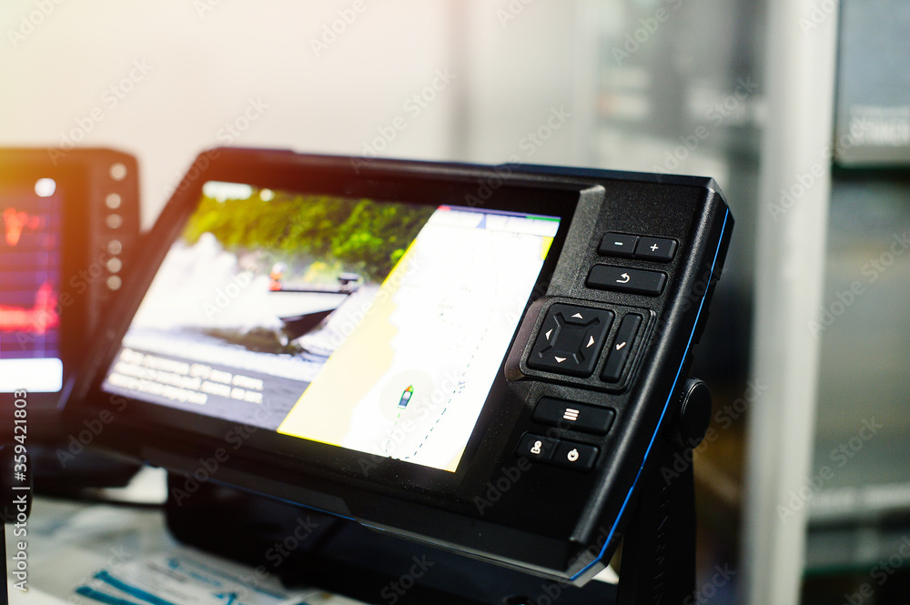 boat echo sounder and navigator Stock Photo | Adobe Stock