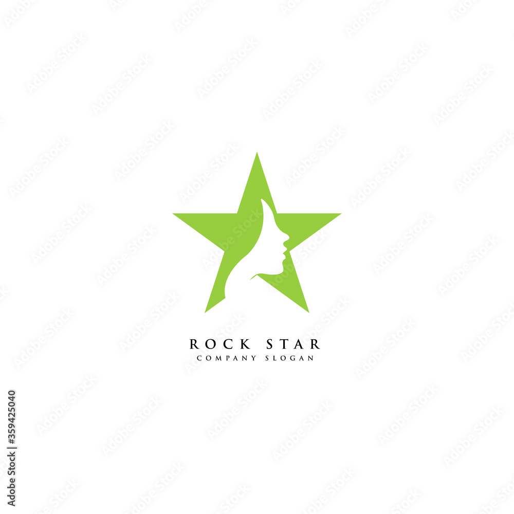 face logo with star,rock star logo design vector inspiration Stock ...