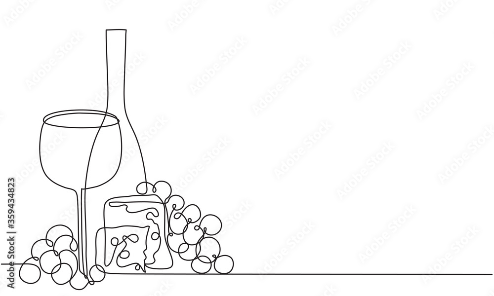 Wine And Grapes Drawing