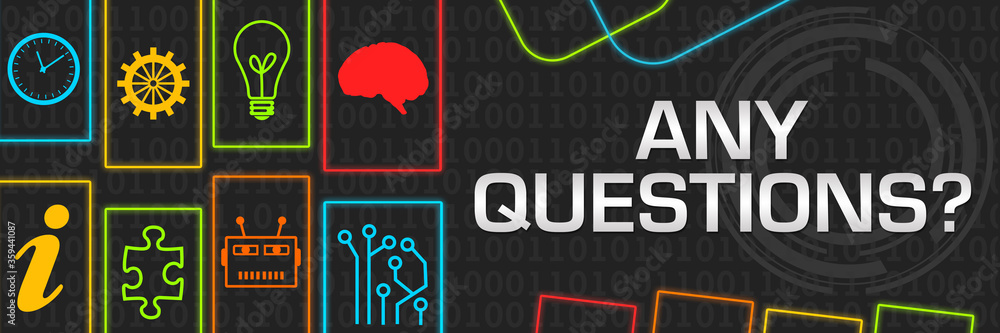 Any Questions Dark Colorful Neon Technology Shapes Horizontal Stock ...