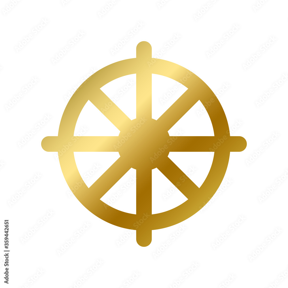 Dharma chakra symbol isolated buddhism golden sign Stock Vector | Adobe ...