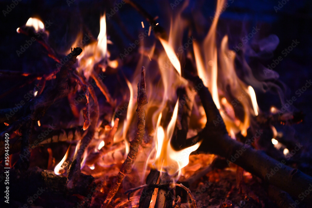 fire, flame, fire at night, night flame, fire, picnic, barbecue ...