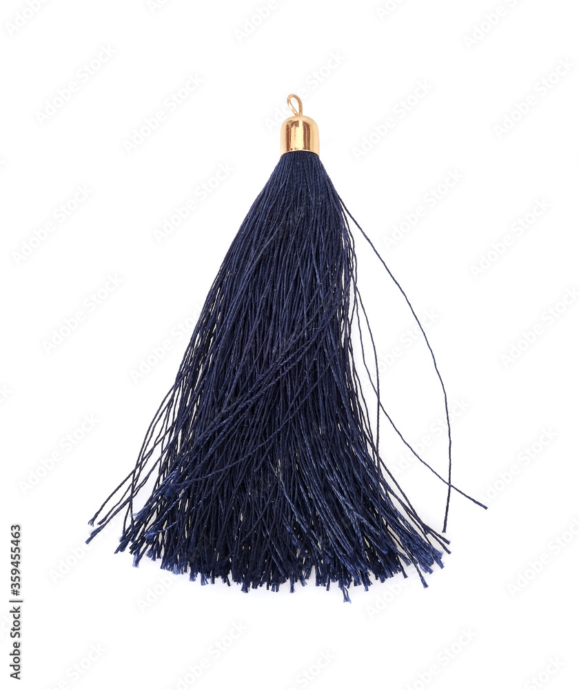 Blue silk tassel isolated on white background for creating graphic ...