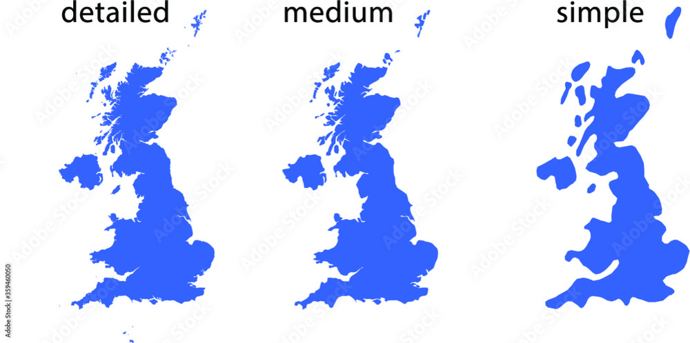 United Kingdom Map. Different scales Stock Vector | Adobe Stock