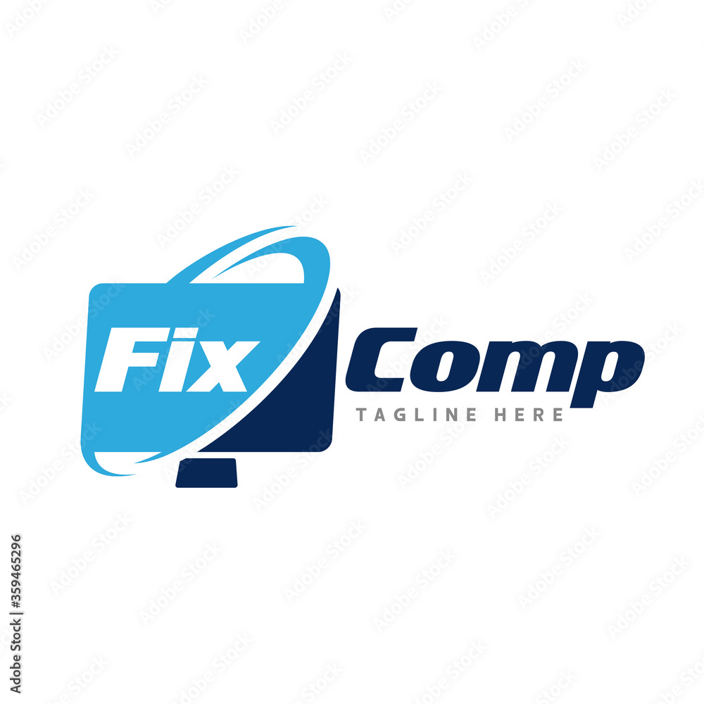 Computer Service Logo Design Stock Vector | Adobe Stock