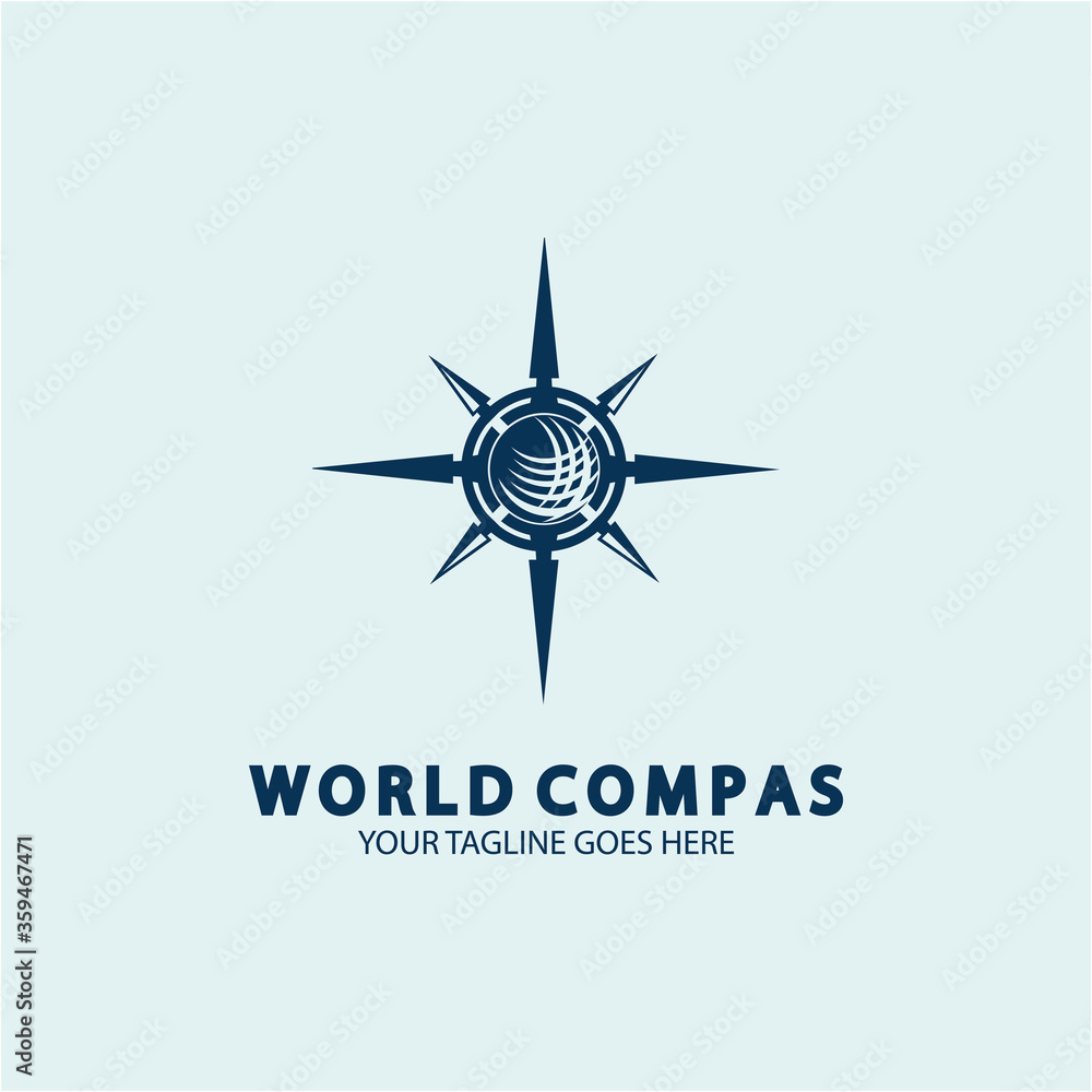 World Compass logo design, world logo concept, compass logo concept ...