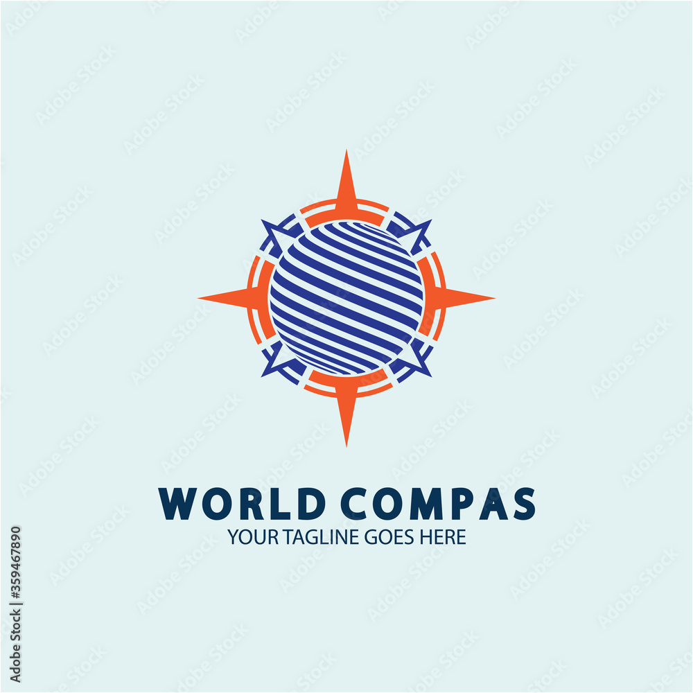 World Compass logo design, world logo concept, compass logo concept ...