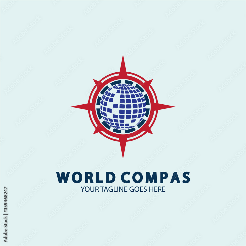 World Compass logo design, world logo concept, compass logo concept ...