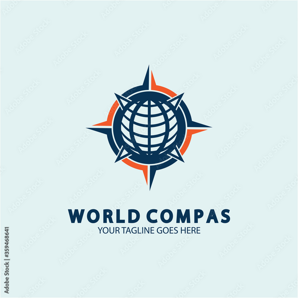 World Compass logo design, world logo concept, compass logo concept ...