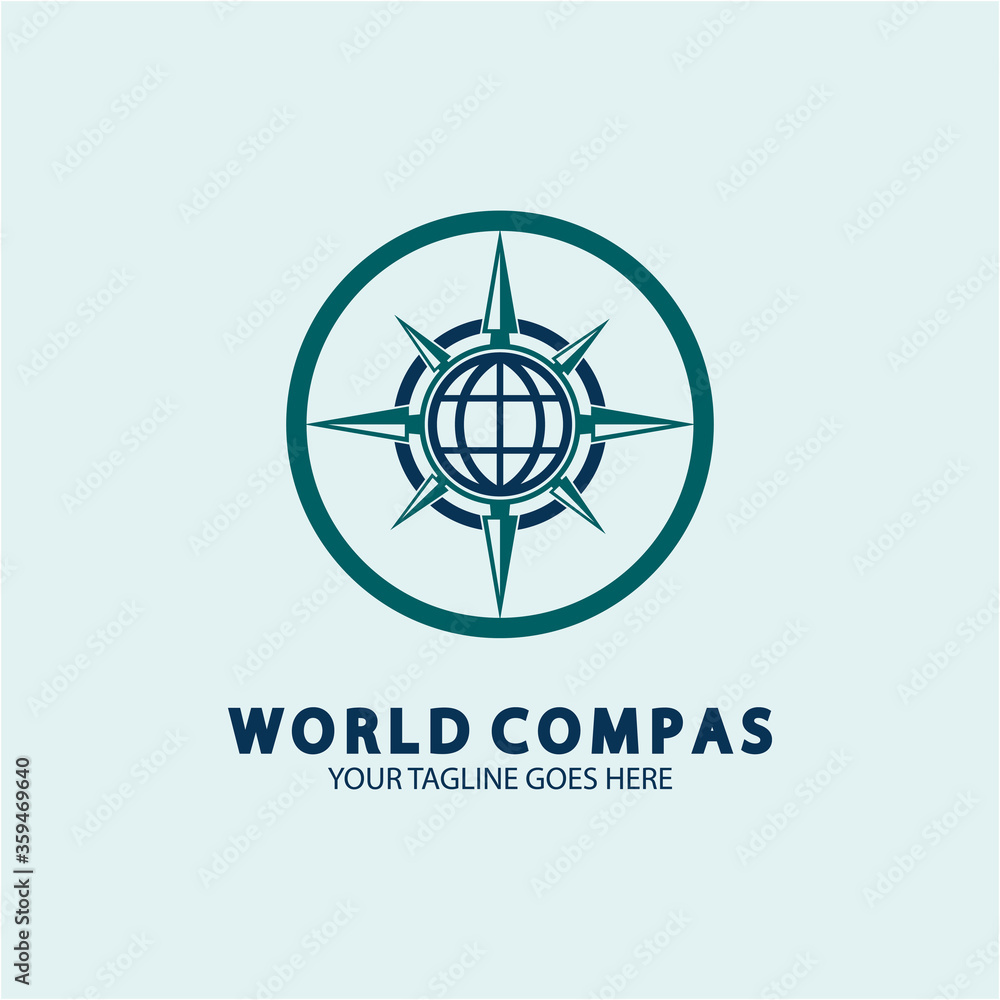 World Compass logo design, world logo concept, compass logo concept ...