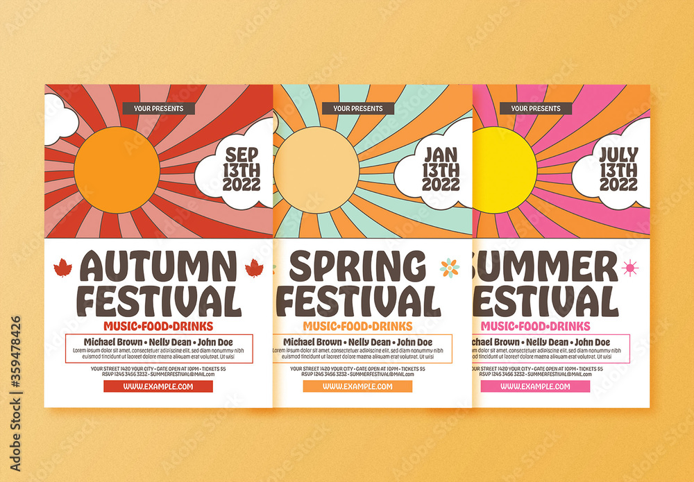 Multicolor Seasonal Festival Flyer Layout Stock Template | Adobe Stock