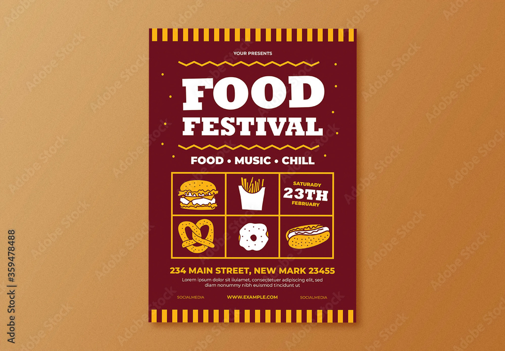 Food Festival Flyer Layout Stock Template | Adobe Stock