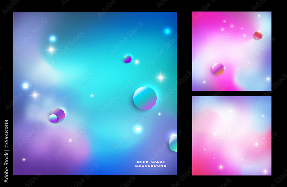 Abstract space galaxy background set, minimalist vector illustration ...