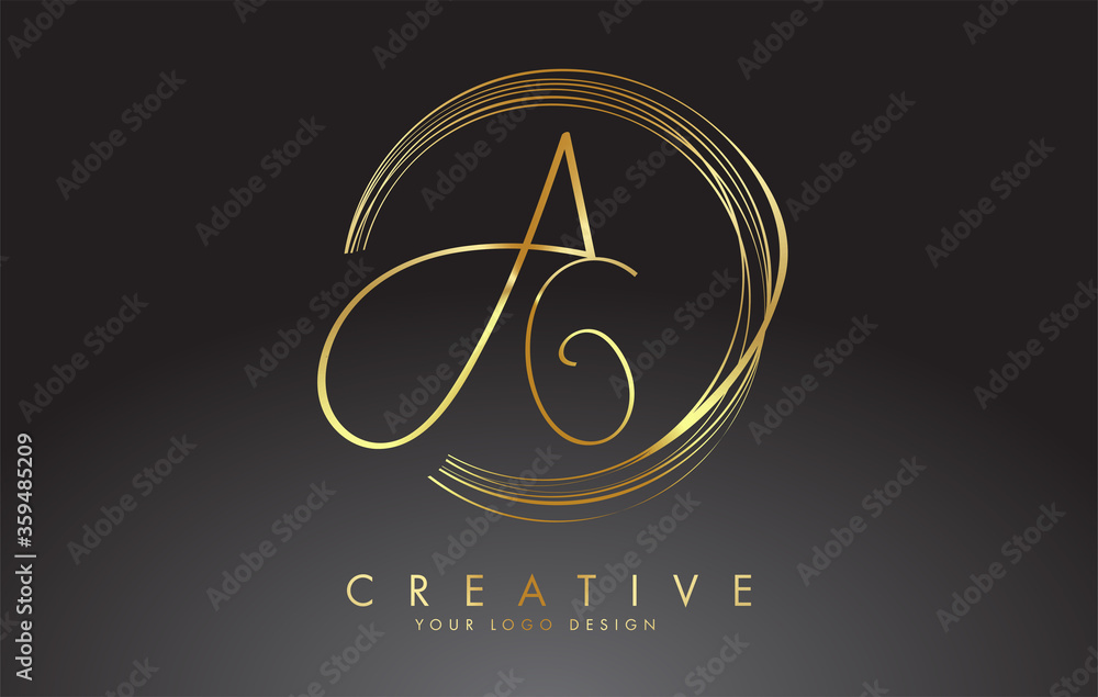 Handwritten Golden AG A G Letters Logo with a minimalist design. AG A G ...