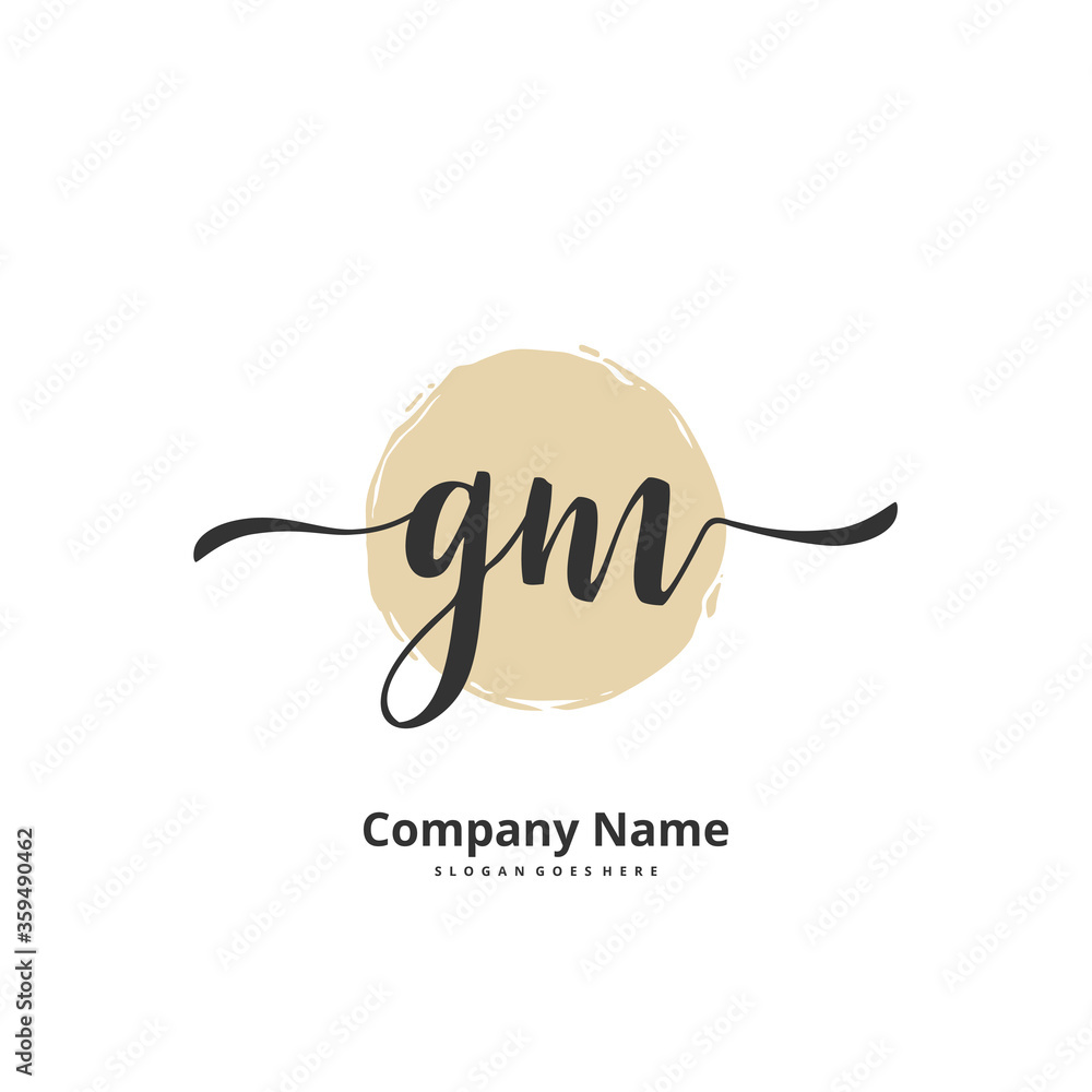 G M GM Initial handwriting and signature logo design with circle ...