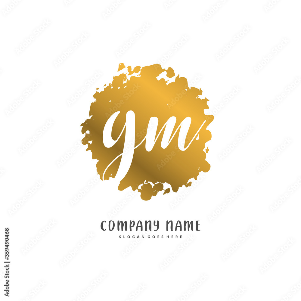 G M GM Initial handwriting and signature logo design with circle ...