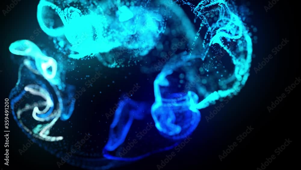 Stockvideo injection of fluorescent blue ink in water in 4k. 3d render ...