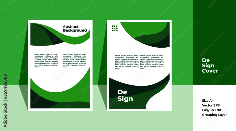 Green theme colour Paper A4 cover templates with 100% Vector, ready to ...