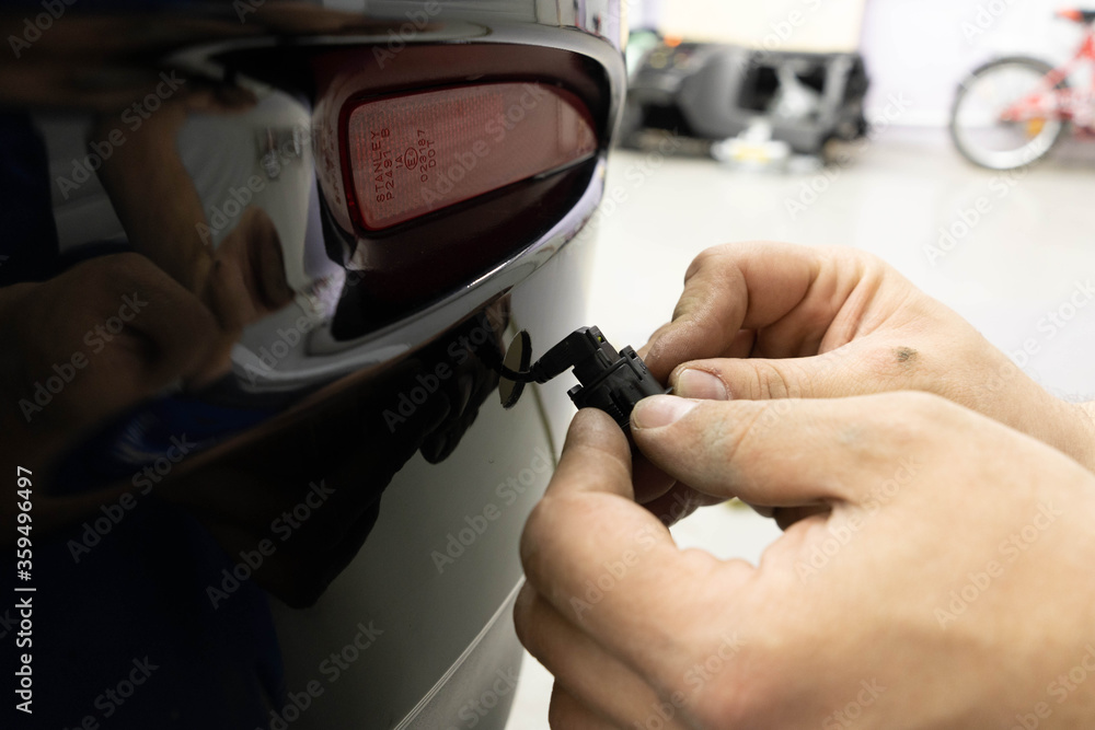 Distance sensor of car black color. Using wallpaper or background for ...