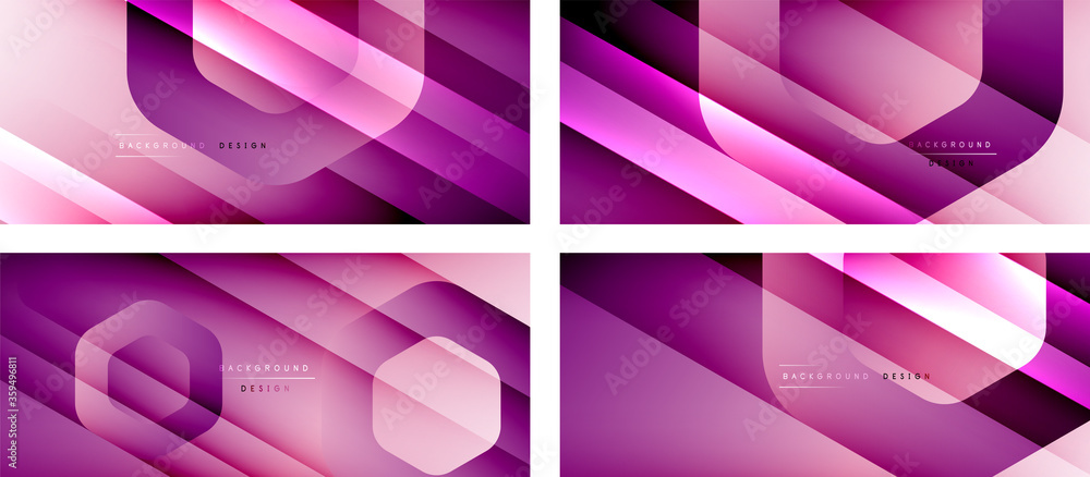 Set of hexagon geometric shapes and fluid gradients with 3d shadow and ...