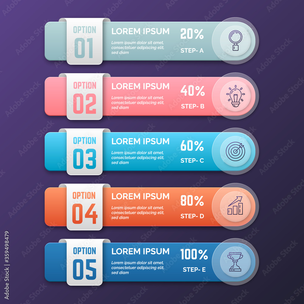 Realistic infographic step element template vector Stock Vector | Adobe ...