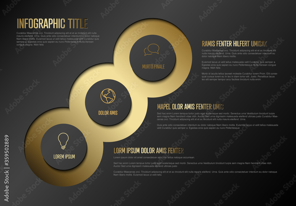 Three Golden Elements Infographic Layout Stock Template | Adobe Stock