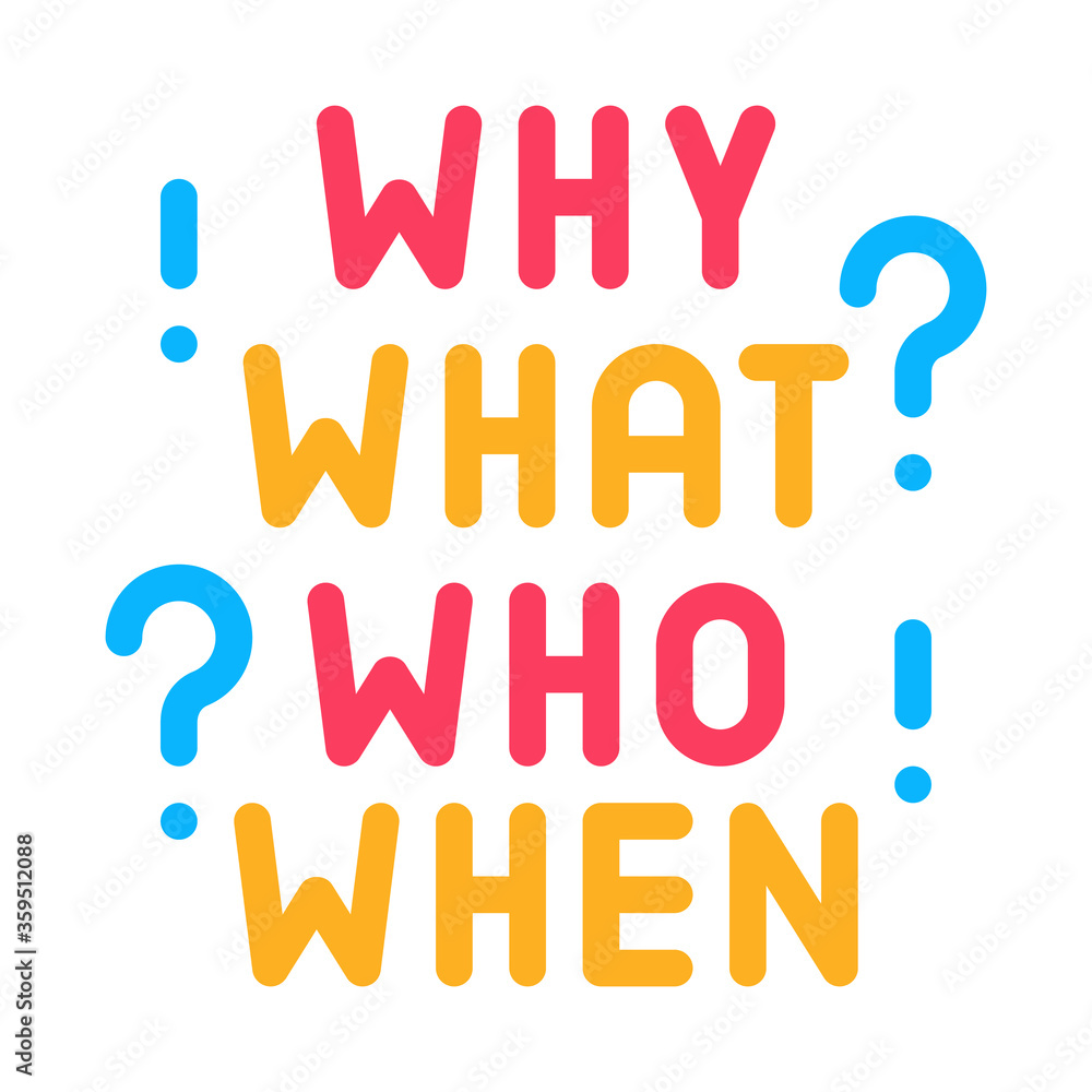 questions why what who when icon vector. questions why what who when ...