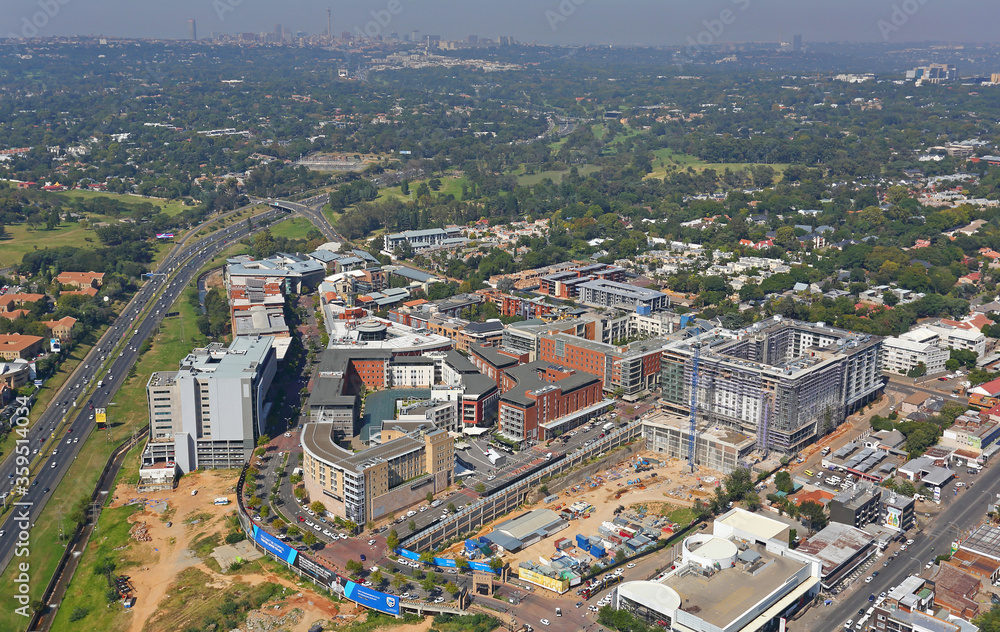 Melrose Arch, Gauteng / South Africa - 03/26/2019: Aerial photo of ...