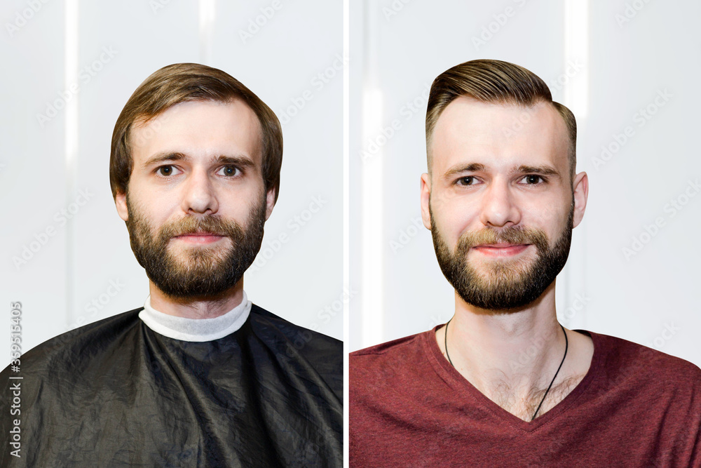 guy before after haircut Concept for a barber shop: the problem man of ...