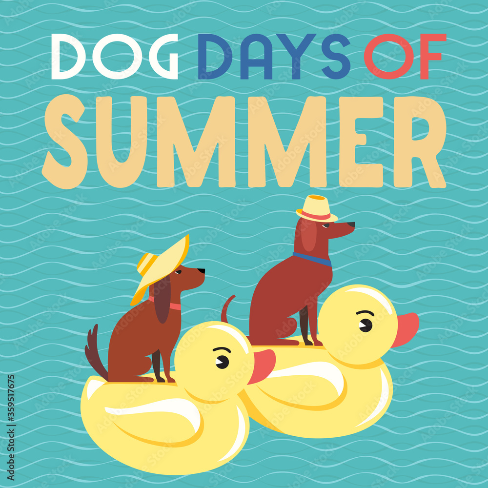 Dog days of summer comic cartoon vector poster Stock Vector | Adobe Stock