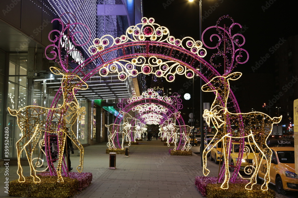 New Year decor, Christmas decoration near Evropeysky Shopping Centre ...