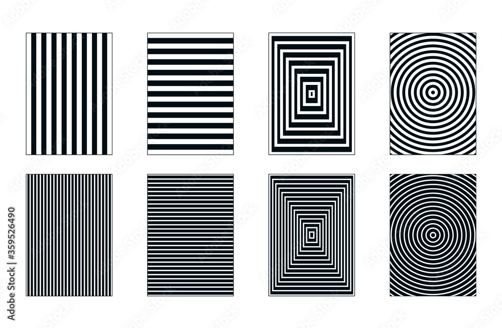 Optical black and white stripes, lines of blend style, shapes with big ...