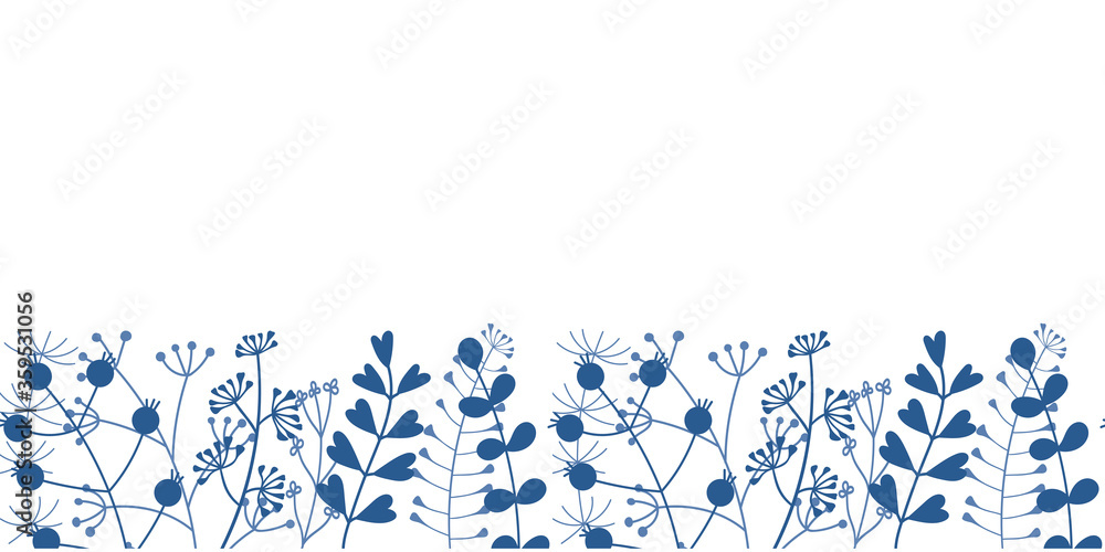 Seamless border with branches of plants . Pattern Botanical design on ...